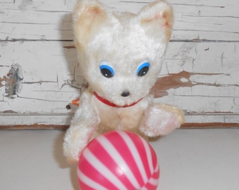 Items similar to Vintage Wind Up Toy Antique Cat Toy White Cat Toy on Etsy