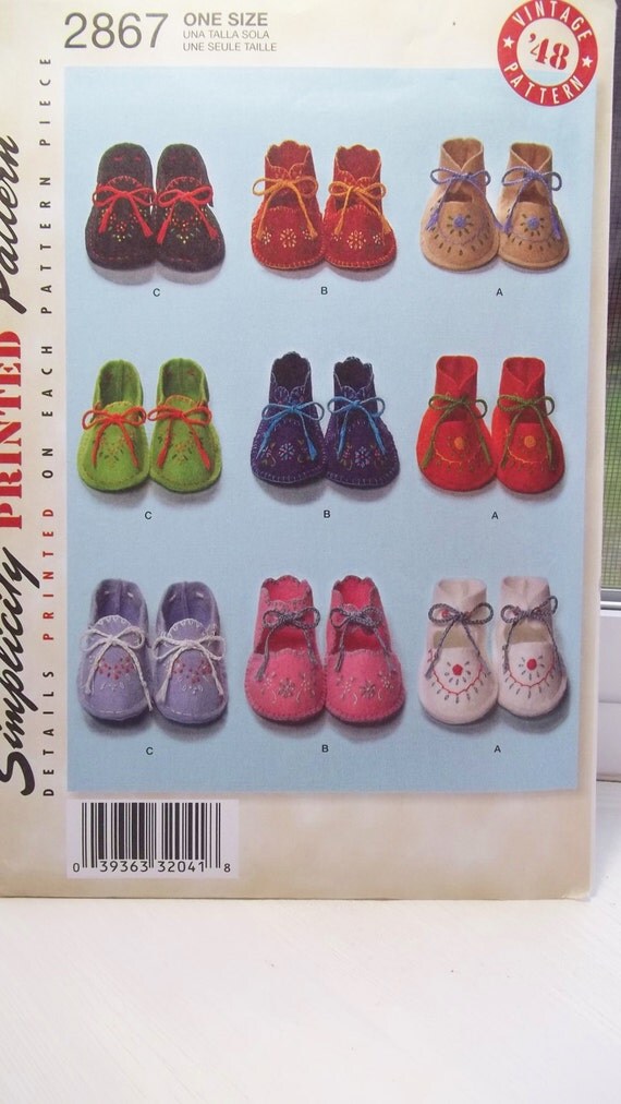 Items similar to Infant Baby Shoes Sewing Pattern Simplicity 2867 ...