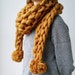 Knit Scarf Chunky Triangle PomPom Snood