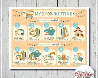 School Routine Chart Before and After School Routine Blue