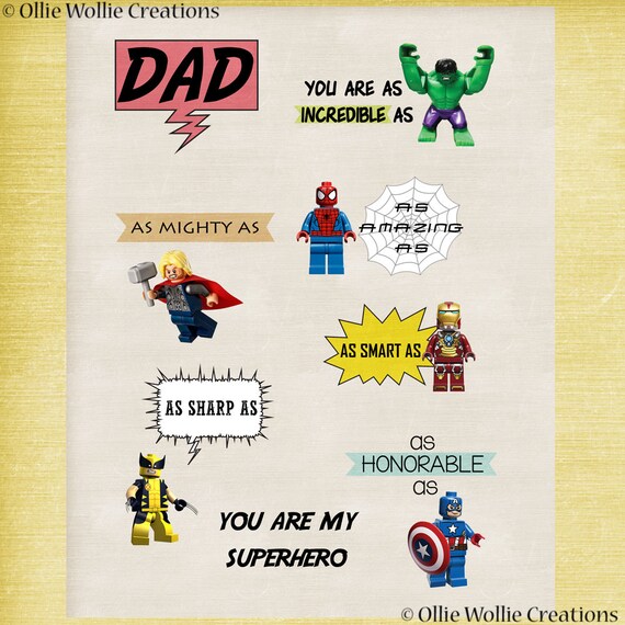 Dad Superhero Lego Printable Father's Day Birthday