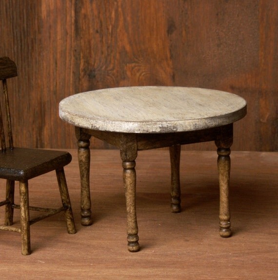 Shabby Chic Miniature Wooden Table for Your Dollhouse