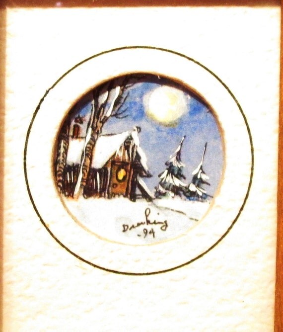 2 GARY R. DIERKING Tiny Miniature Wood Framed by SuesVintageBuys