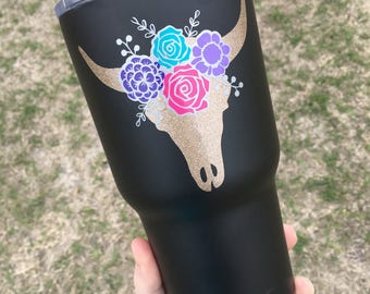 Cow skull decal | Etsy