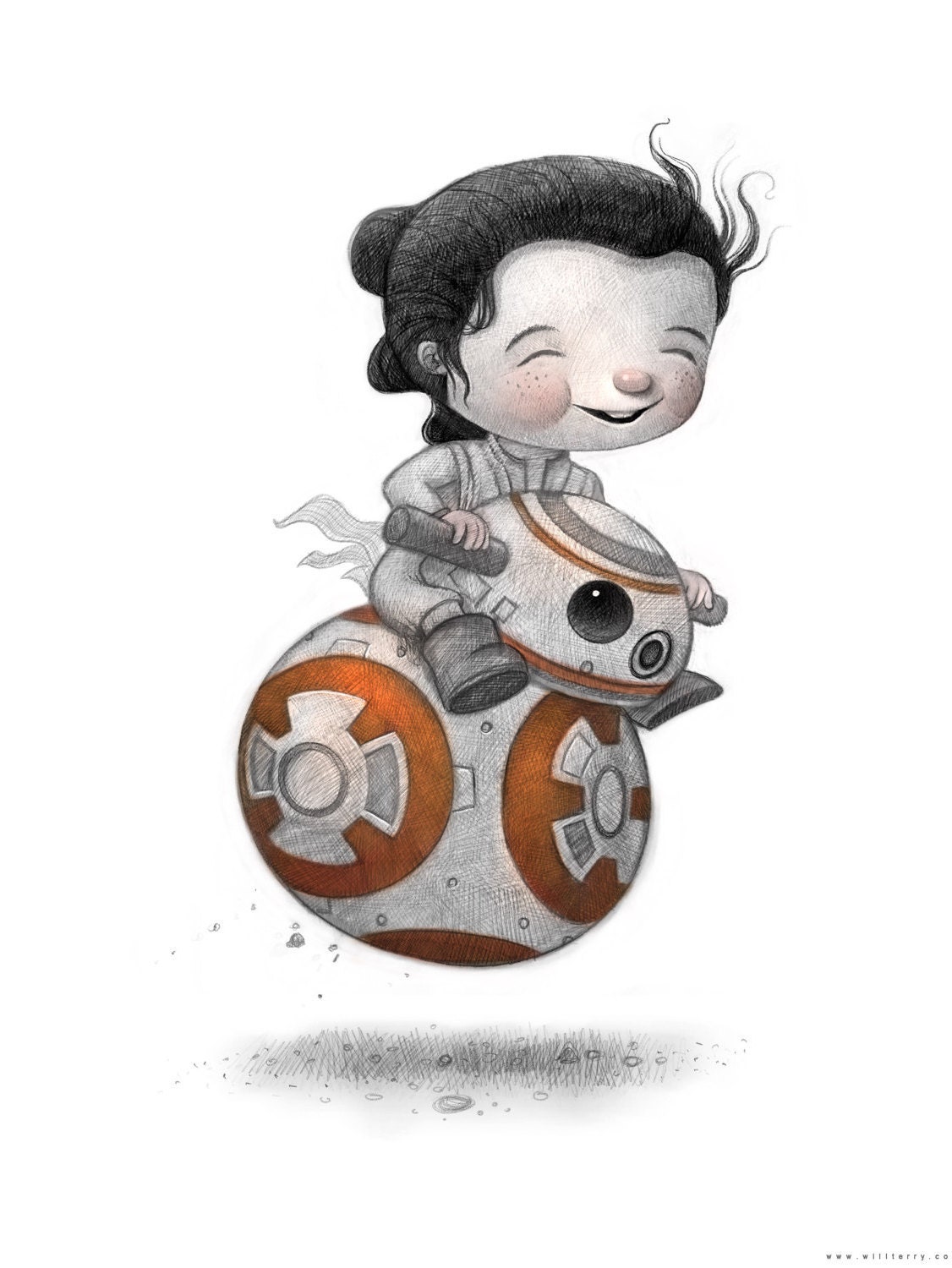 11X14 Baby Rey & BB-8 Color Star Wars Print Signed by