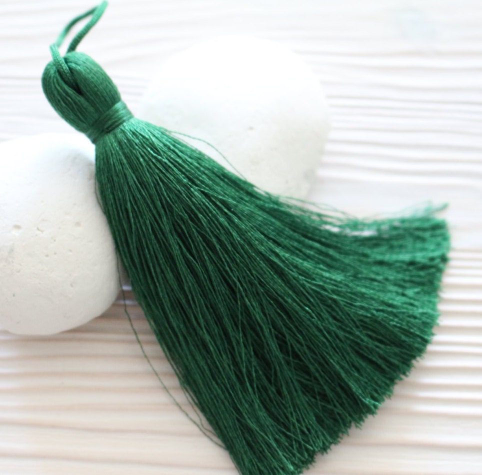 Emerald green silk tassel, extra large tassels, thick silk tassel ...