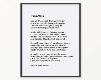 Invictus poem | Etsy