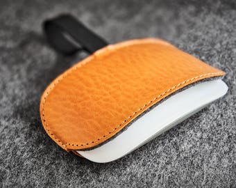 Leather Felt Apple Magic Mouse Case Hand-made Dyed