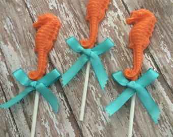 12 Shimmer Sea Shell Chocolate Lollipops Beach Wedding