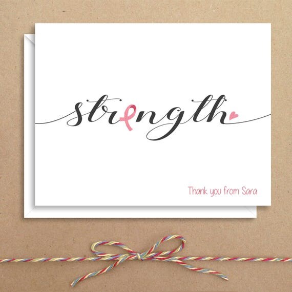 Strength Note Cards Pink Ribbon Note Cards Cancer Note