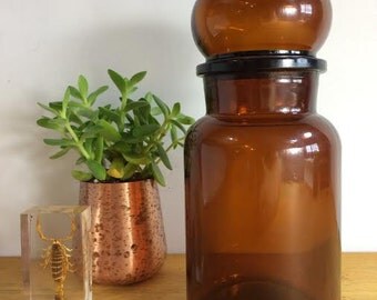 Amber glass jar | Etsy