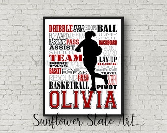Girls basketball wall art basketball player girls wall art