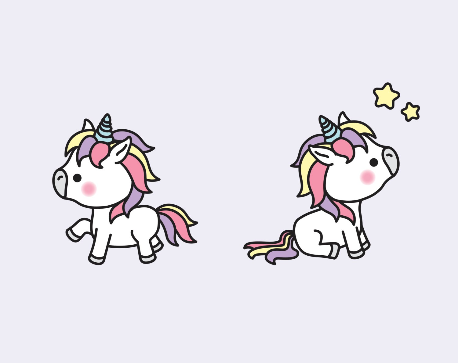 Premium Vector Clipart Kawaii Unicorns Cute Unicorns