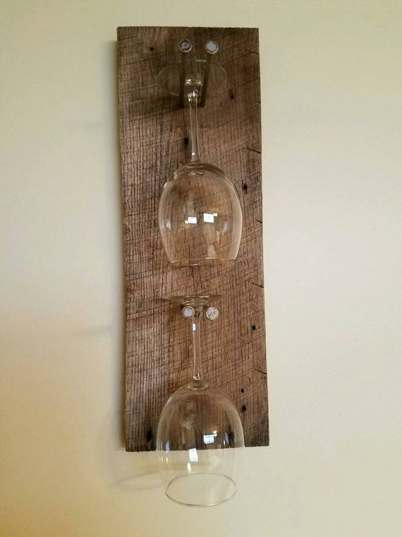 Items Similar To Rustic Barn Wood Wine Glass Rack 2 4 On Etsy