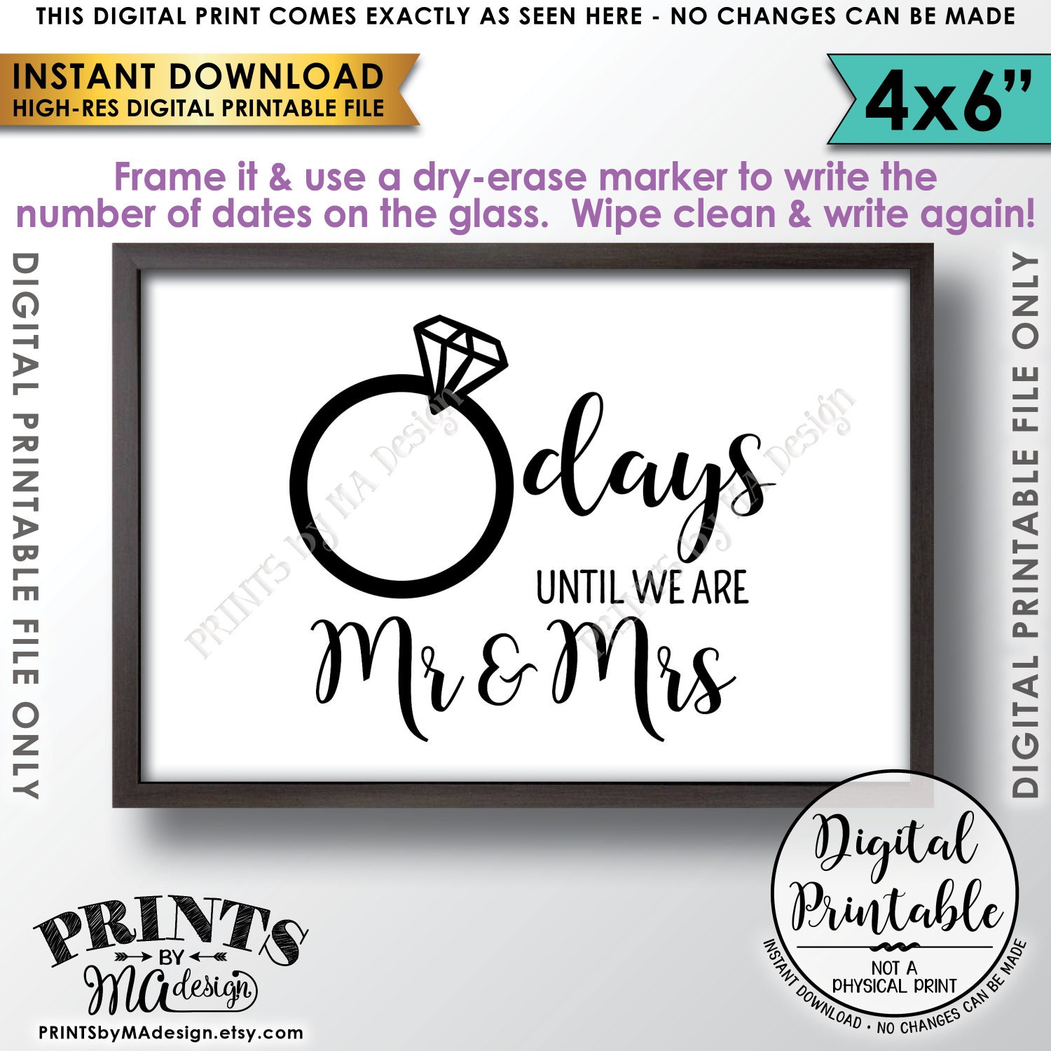 Wedding Countdown Sign, Countdown to Wedding Sign, Days until we are Mr ...