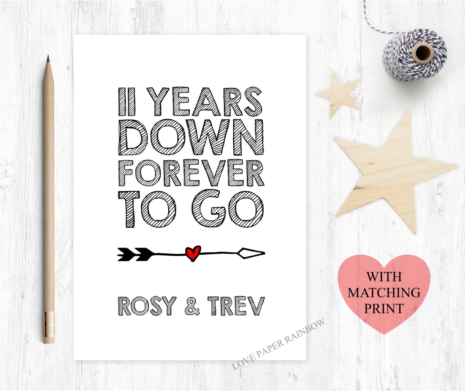11th Wedding Anniversary Card 11th Anniversary Card 11 Years