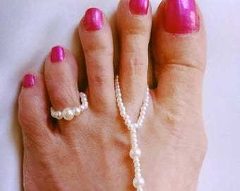 Pearl toe ring | Etsy