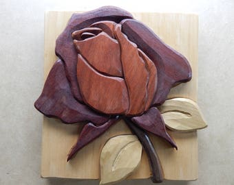 Intarsia rose | Etsy