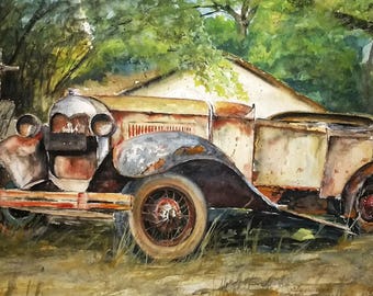 1929 Model A Ford Roadster Pickup 8 x 10 Print w/Mat