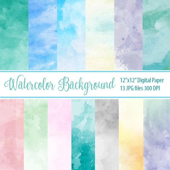 Watercolor Digital Paper: Watercolor Backgrounds