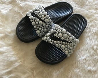 Bling nike slides | Etsy