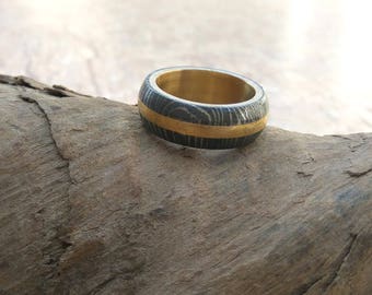 Damascus steel ring | Etsy
