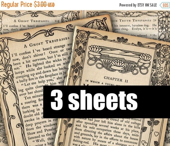 55% OFF SALE VICTORIAN Text Digital Printable Collage by JUNKMILL