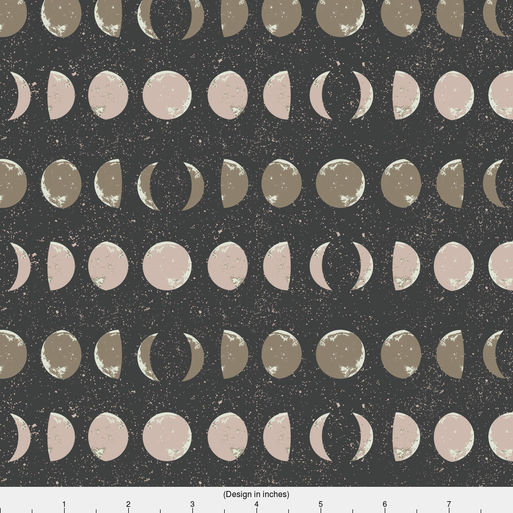 Moon Phases Fabric Moon Phase Stripes In Charcoal By
