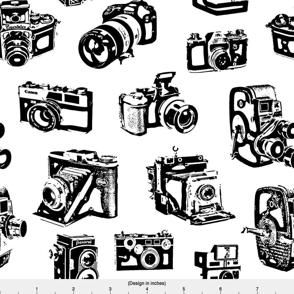 Cameras Fabric Stylized Vintage Cameras By Thin Line