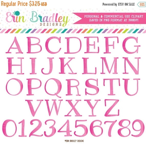 70% OFF SALE Clipart Alphabet Pink Instant by ErinBradleyDesigns