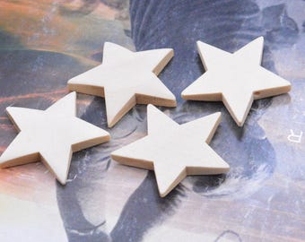 10pcs 57mm wooden Five-pointed star beadsflat wooden star
