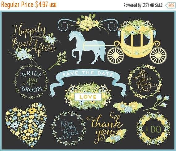 Wedding Words Clip Art Wedding Carriage by KellyJSorenson on Etsy