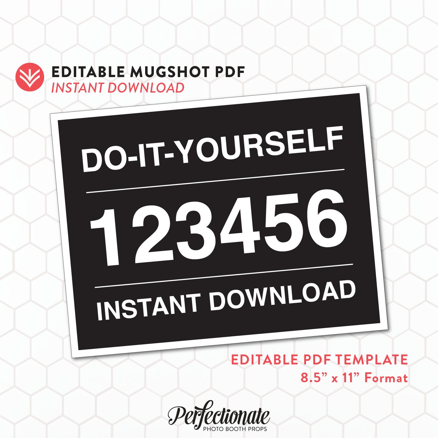 DIY Mugshot Sign Mugshot Template Instant Download