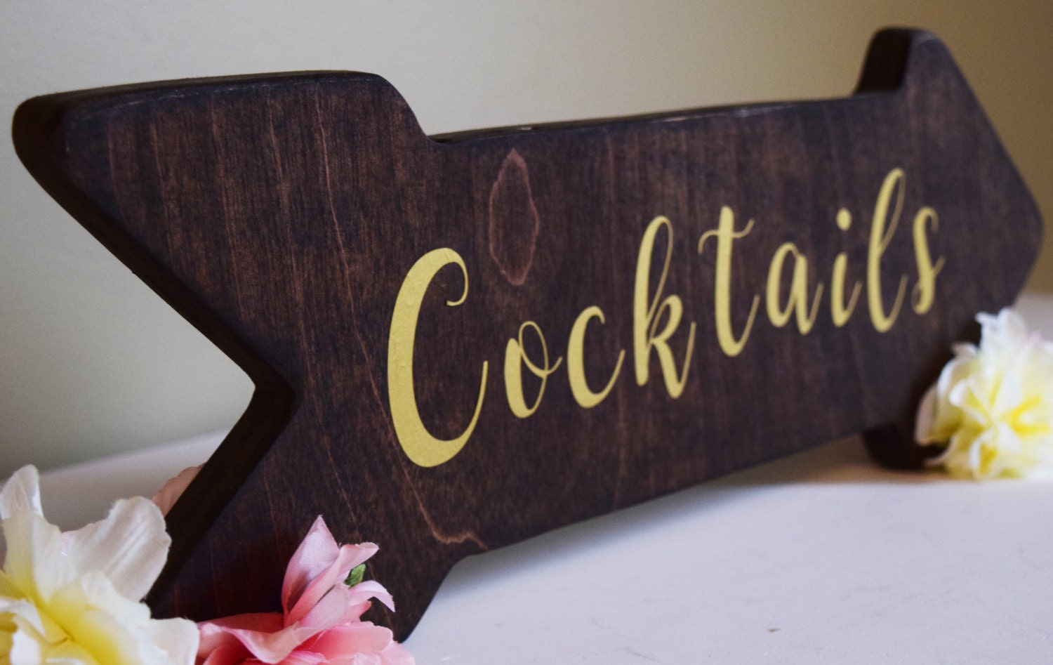 Cocktails Wedding Directional Arrow Sign Drinks Rustic