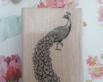 Peacock rubber stamp | Etsy