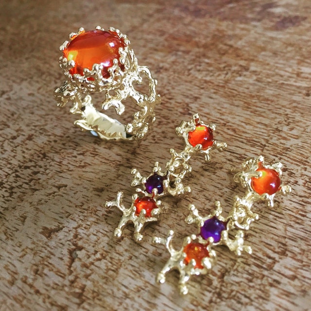 Italian Silver Rings Statement Rings Gemstone by AroshaTaglia