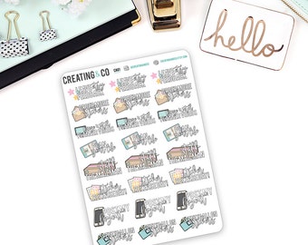 Sarcastic Funny Quote Planner Stickers for a Variety of