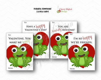 Frog valentine card | Etsy