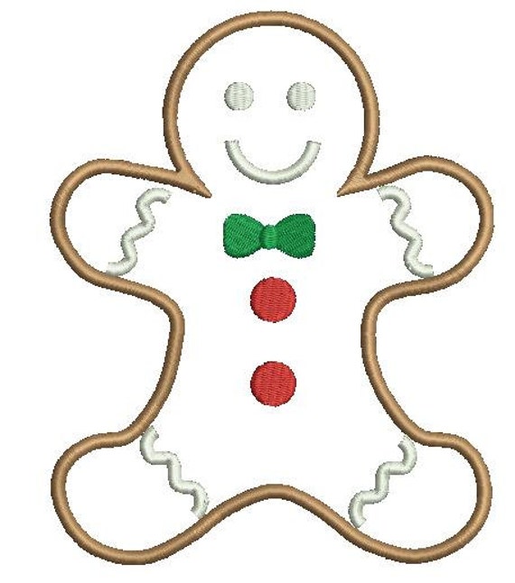 Gingerbread Man Applique Embroidery Design