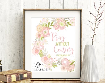Christian wall art Bible verse art Pray without ceasing