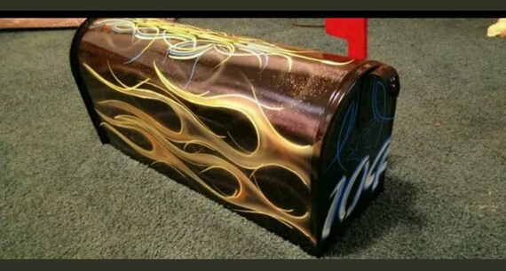 Mailbox Custom Airbrush Pinstripe Hot Rat Rod Tattoo art