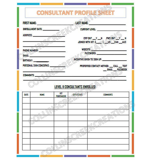 Rodan and Fields Consultant Information Sheet Instant Download