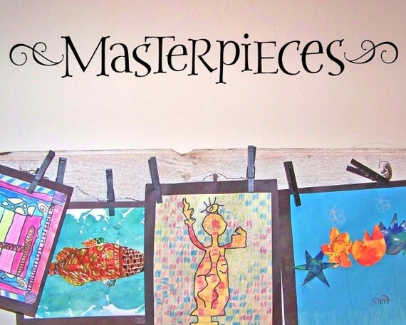 Items similar to Masterpieces Wall Decal vinyl lettering for kids art ...