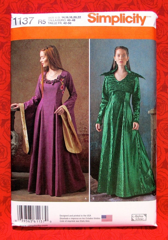 Simplicity Sewing Pattern 1137 Renaissance Gown Long Dress