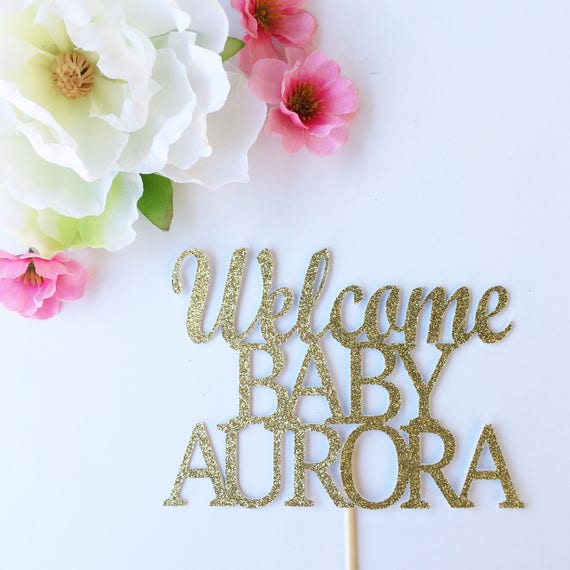 Welcome baby cake topper Baby shower cake topper Glitter