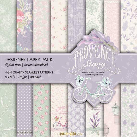Lavender Mint Digital Paper Spring Paper Pack Shabby Chic