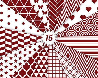 MAROON Digital Paper and Printable Background Patterns for