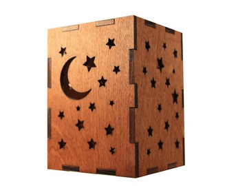 Deer tealight lantern Wood candle holder Shadow box Led