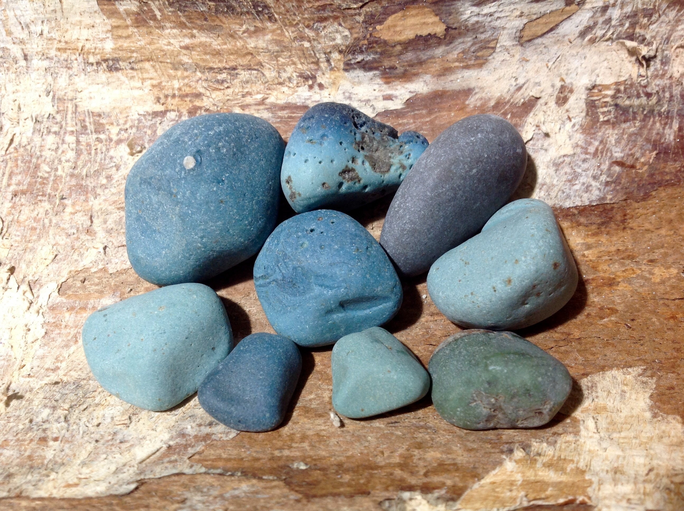 Blue Sea Stone Pieces Strange Beach Rocks Unusual Sea Stones