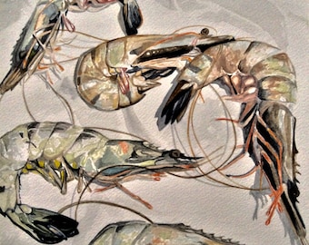 Shrimp painting | Etsy